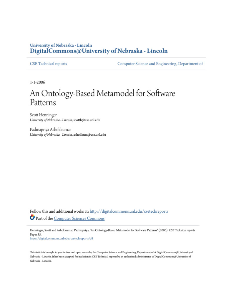 An Ontology-Based Metamodel For Software Patterns | PDF | Resource Description Framework | Computing