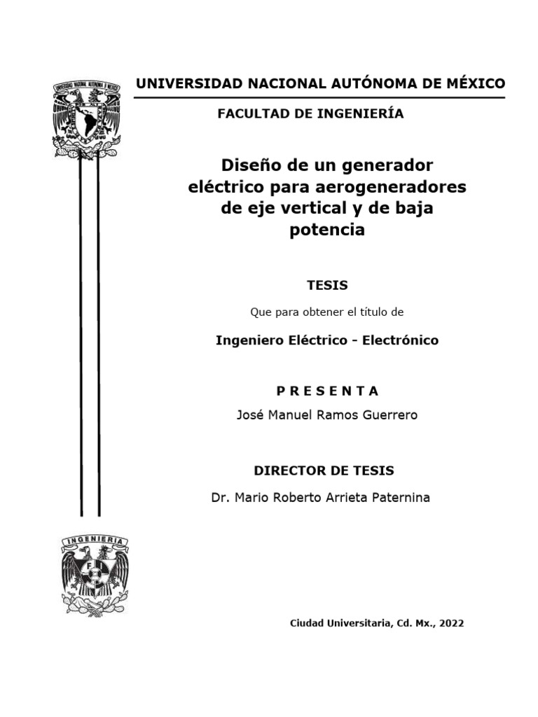 Tesis | PDF | Energía renovable | Generador eléctrico
