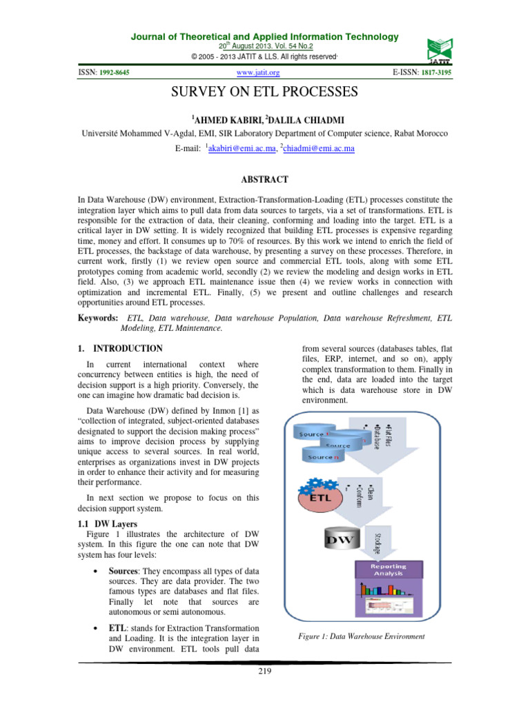 Survey on ETL processes | PDF | Data Warehouse | Conceptual Model