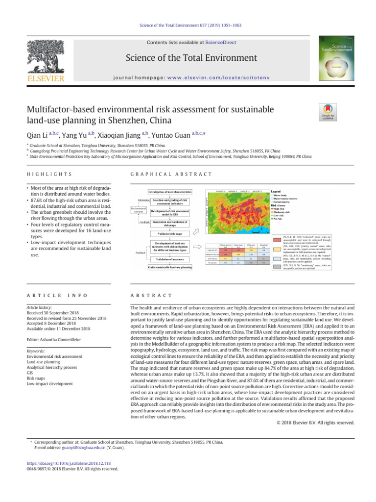 Multifactor Based Environmental Risk Assessment For Sustainable Land Use Planning In Shenzhen