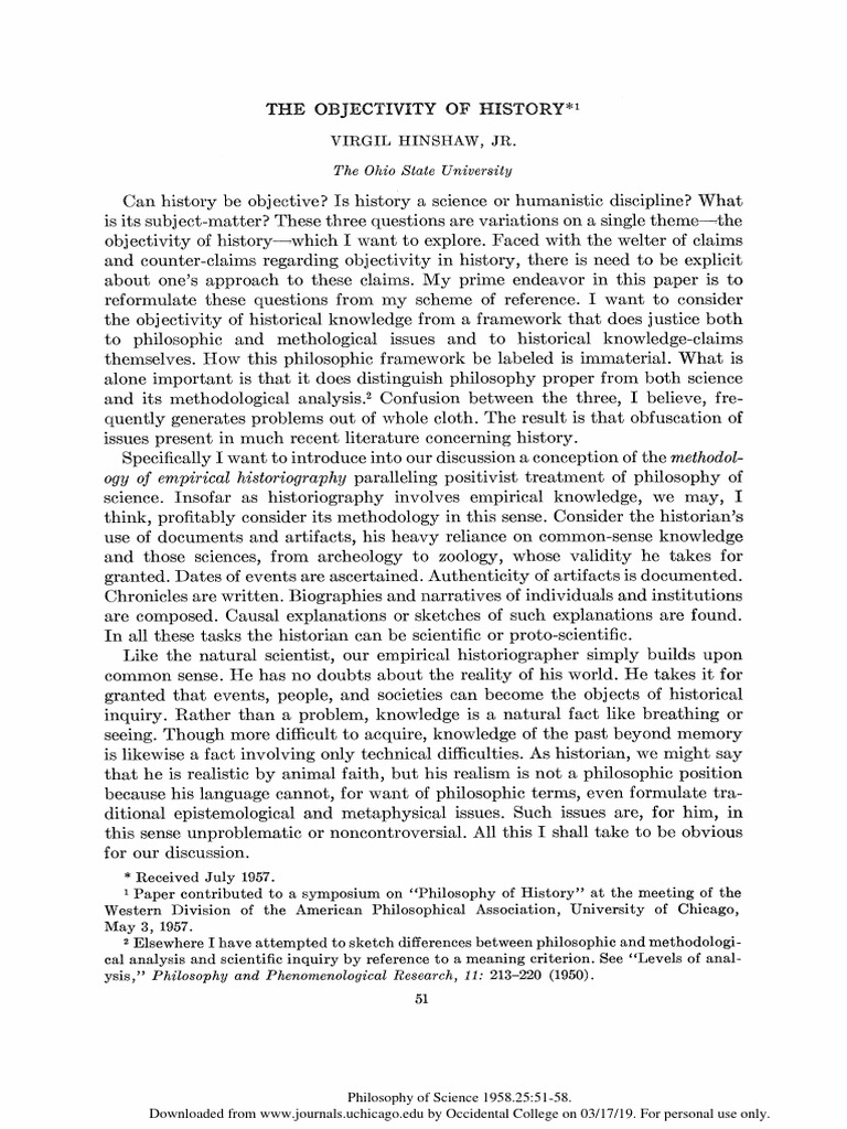The Objectivity of History | PDF | Methodology | Epistemology