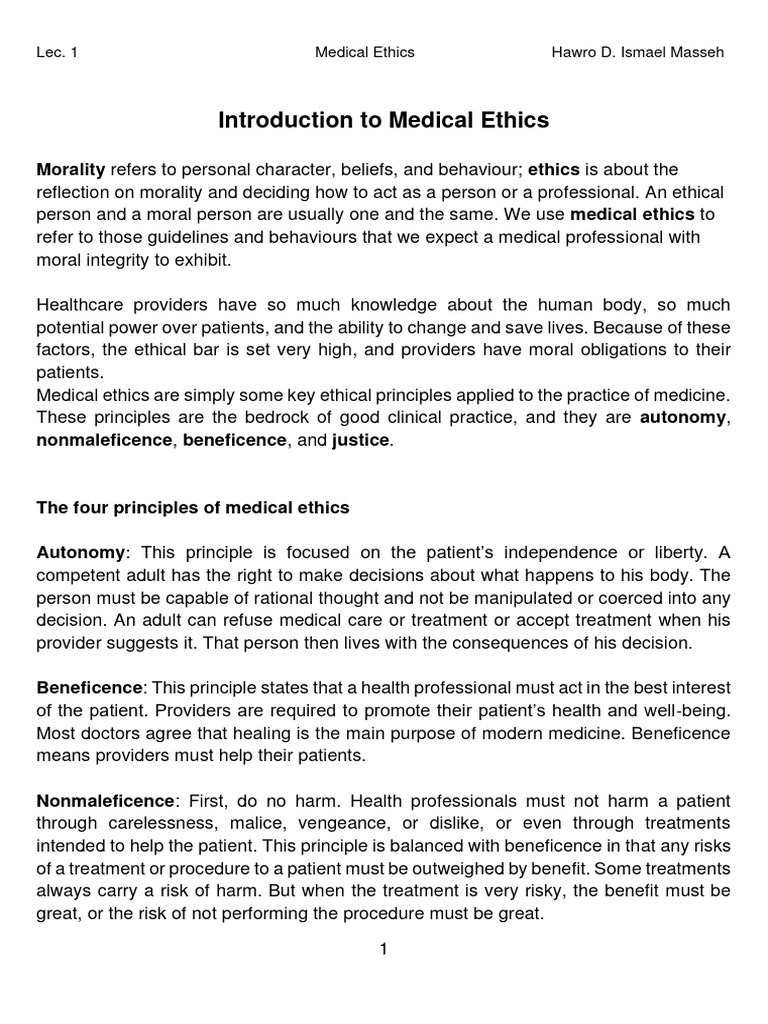Medical Ethics: Key Principles Explained | PDF | Medical Ethics | Justice