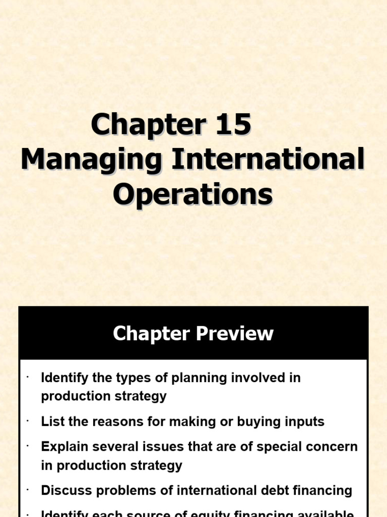 BA 15 Managing International Operations | PDF | Stocks | Business