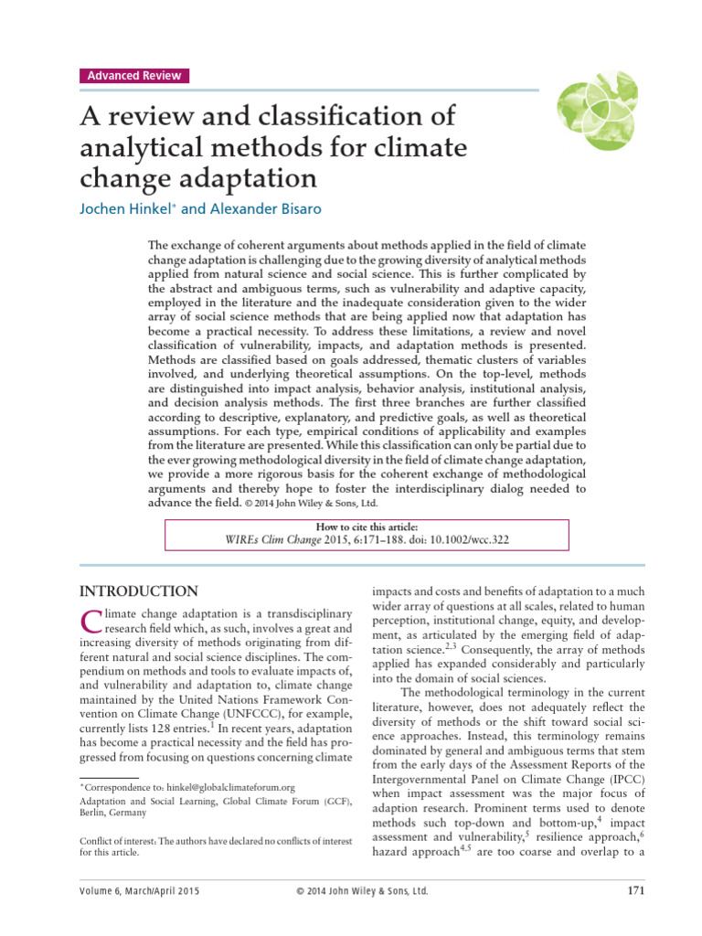 WIREs Climate Change - 2014 - Hinkel - A Review and Classification of ...