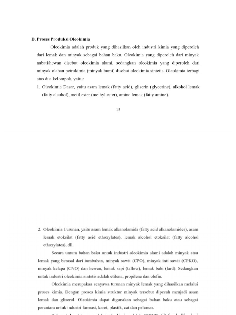 Proses Oleokimia Di PT - Peberianfo | PDF