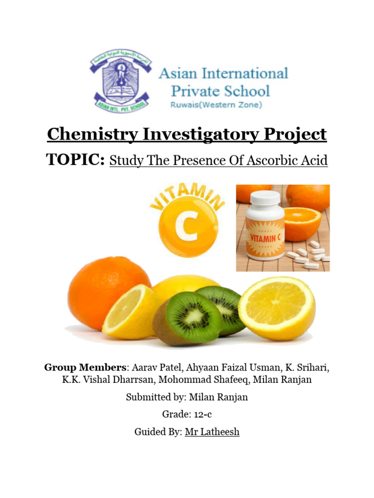 Study The Presence of Ascorbic Acid | PDF | Vitamin C | Vitamin