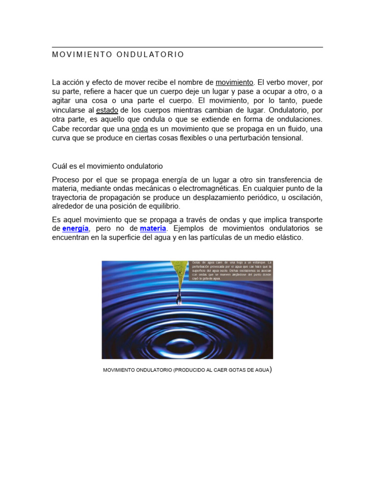 Tipos de Ondas y Movimiento Ondulatorio | PDF | Olas | Reflexión (Física)