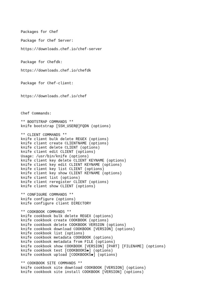 Comprehensive Chef Command Packages Guide | PDF | User (Computing ...