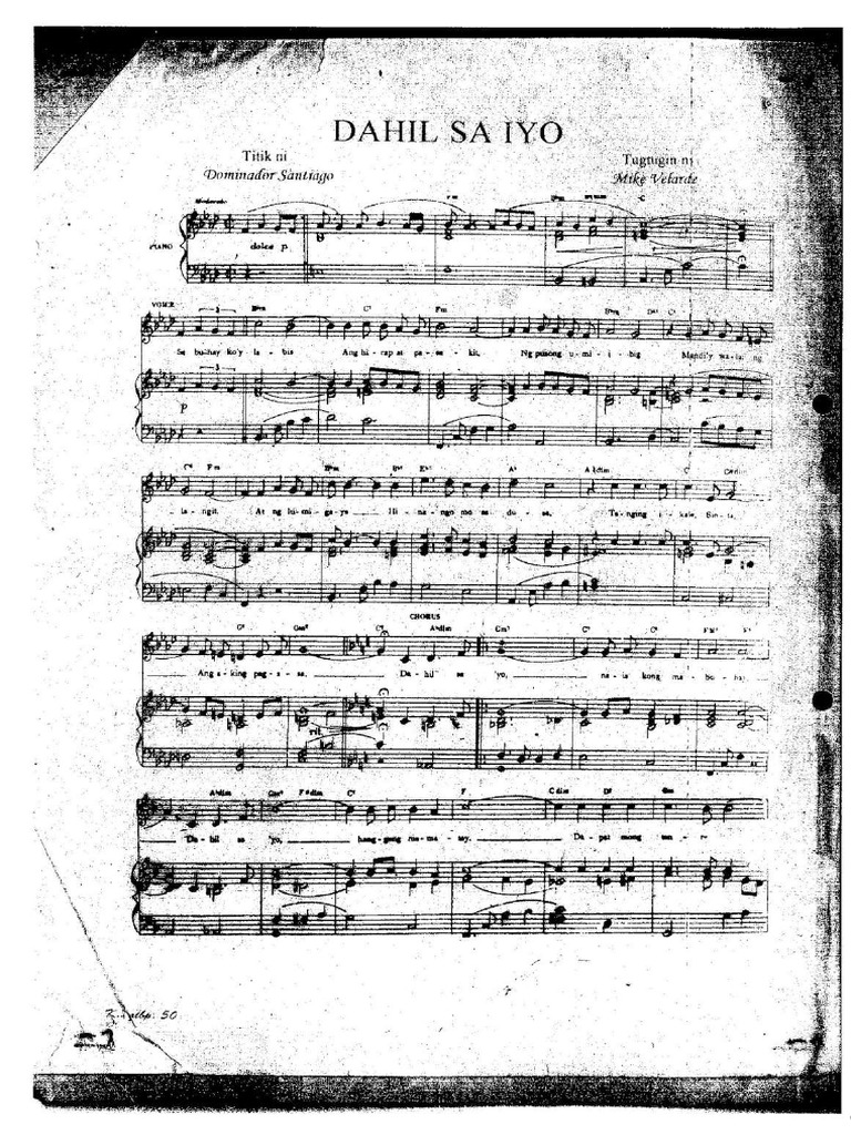 Dahil Sa'yo - Mike Velarde: Piano-Vocal Sheet Music | PDF