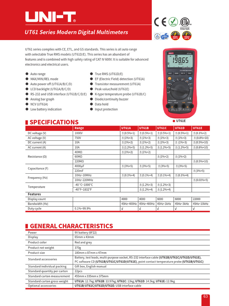 UT61 Series Flyer | Download Free PDF | Electrical Engineering | Electrical Components