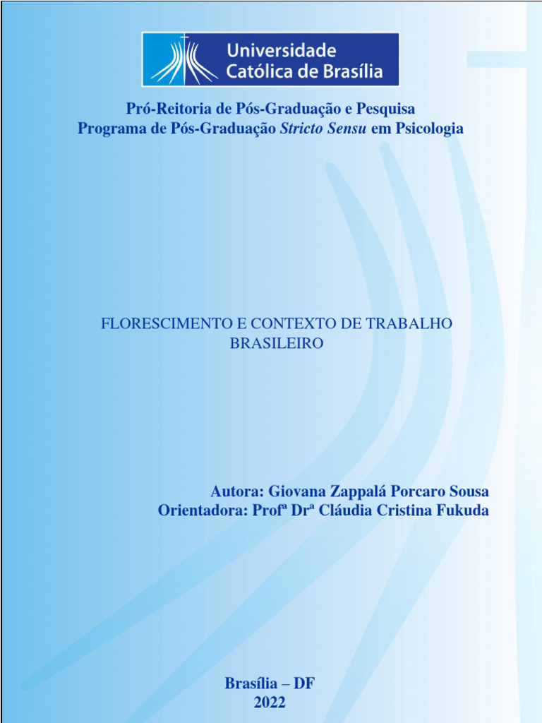 Florescimento E Contexto De Trabalho Brasileiro Pdf Psicologia