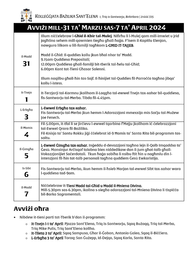 Avvizi 7 Ta' April 2024 | PDF