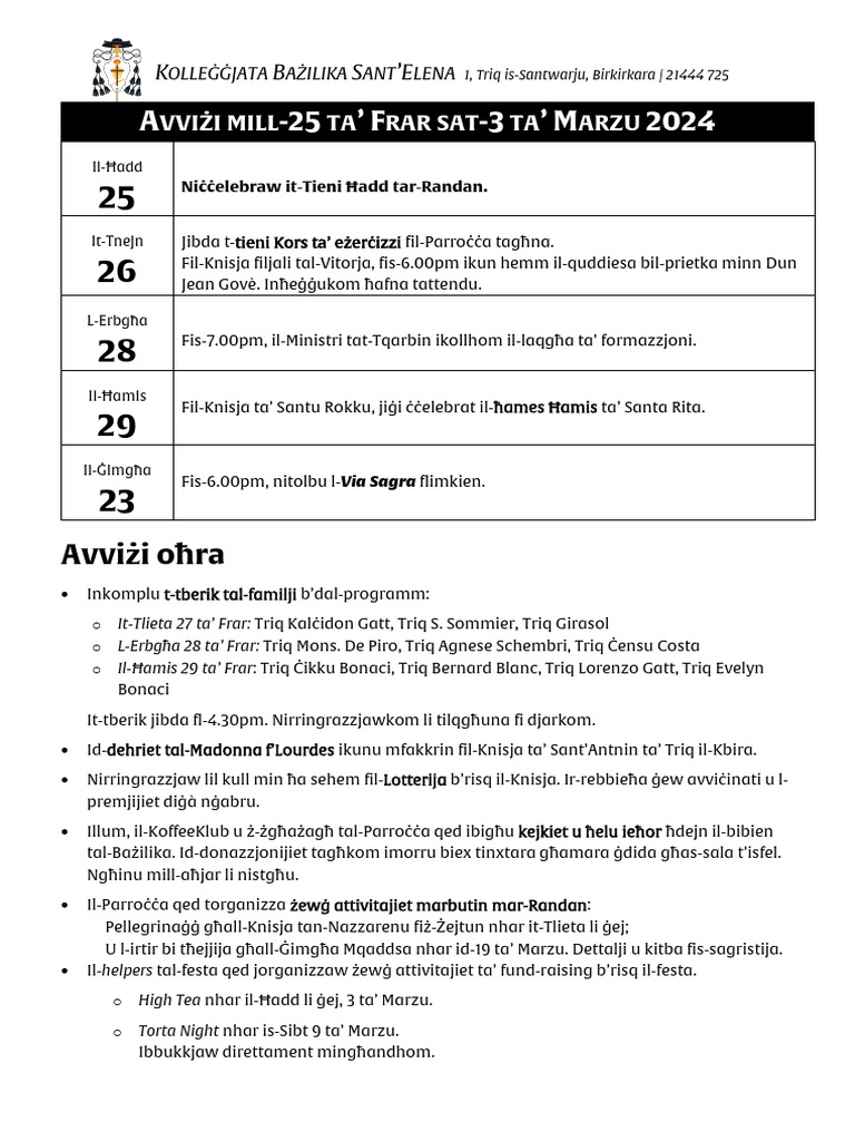 Avvizi 3 Ta' Marzu 2024 | PDF