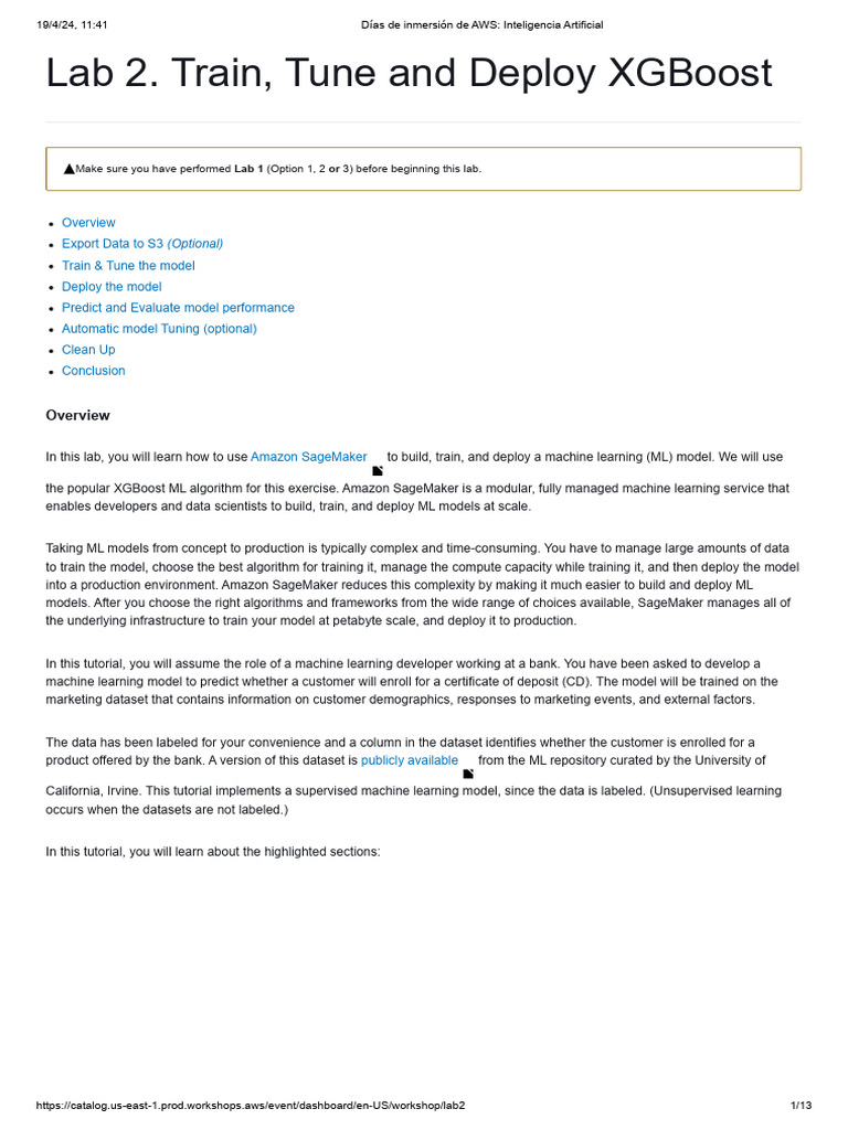 Lab2 - Train, Tune and Deploy XGBoost | PDF | Machine Learning | Receiver Operating Characteristic