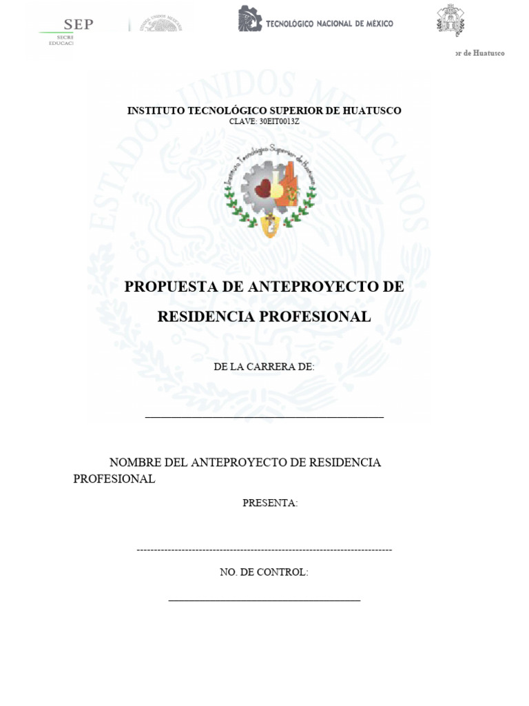 Ejemplo de Portada de Anteproyecto de Residencia Profesional | PDF | Tecnología