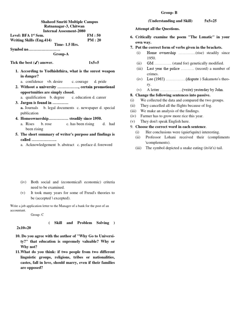 BFA Engilsh First Semester Note | Download Free PDF | Proofreading | Accuracy And Precision