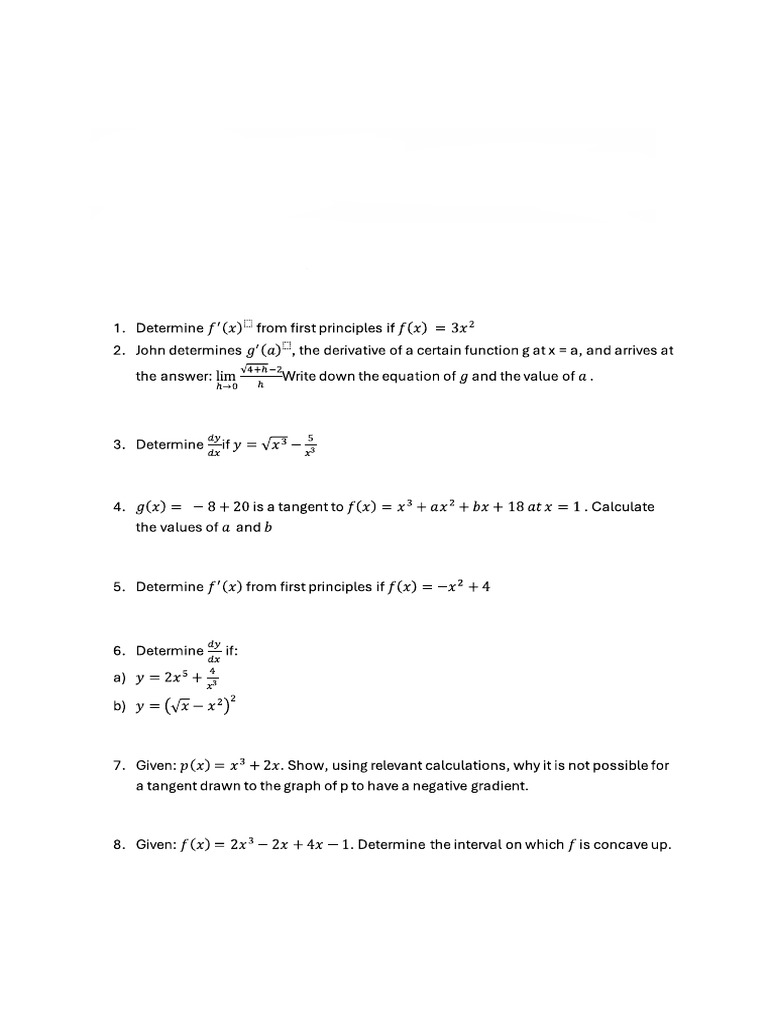 Calculus Practice Exercise | PDF