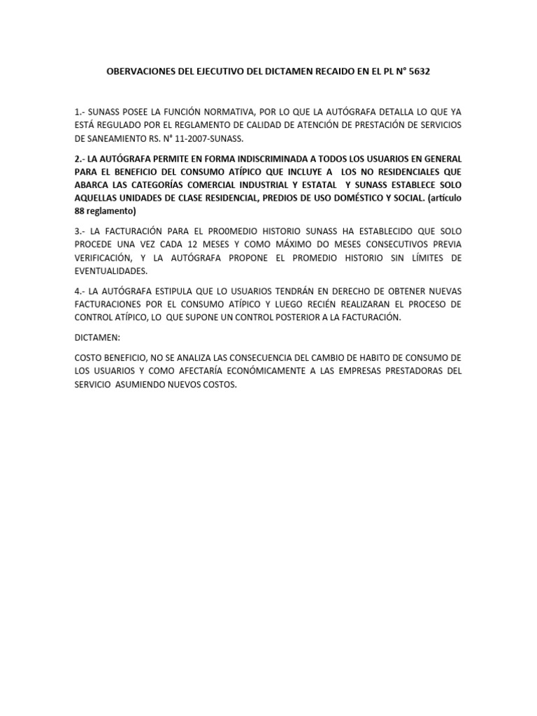 Observaciones sobre el Dictamen PL N° 5632 | PDF | Negocios | Finanzas ...