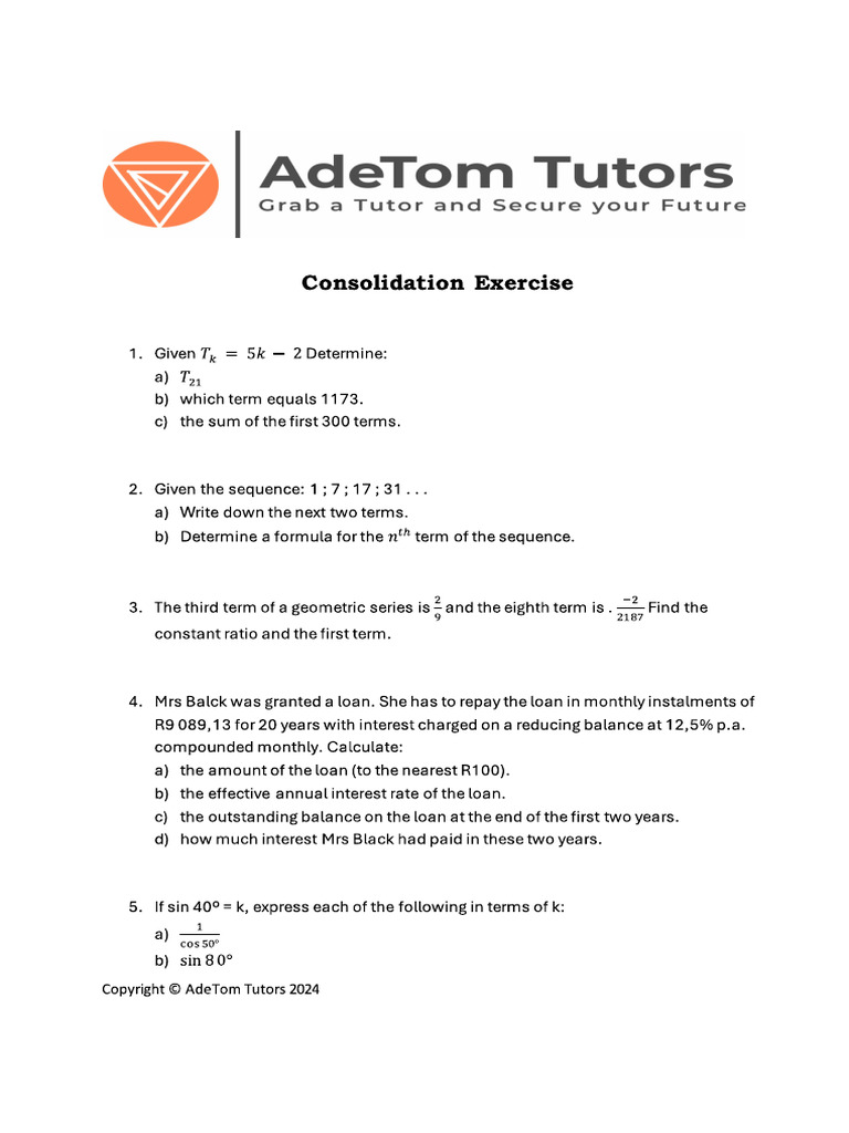 Consolidation Exercise 2 | PDF