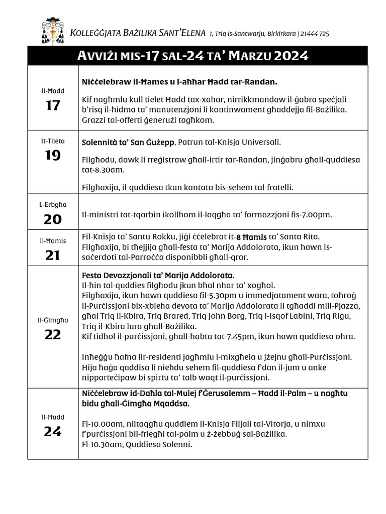 Avvizi 24 Ta' MArzu 2024 | PDF