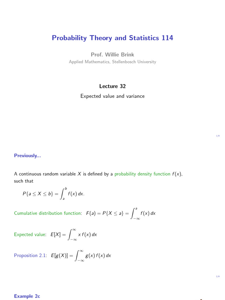Eng lecture 32 - variance | Download Free PDF | Variance | Expected Value