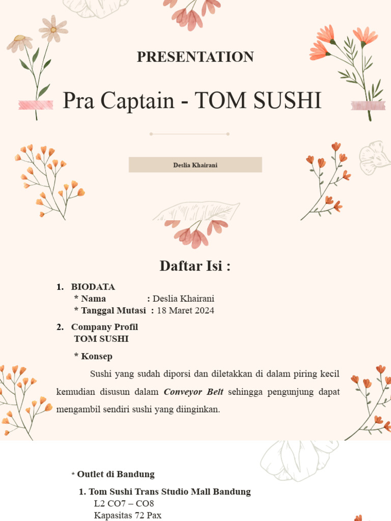 Menu dan Profil Tom Sushi Bandung | PDF