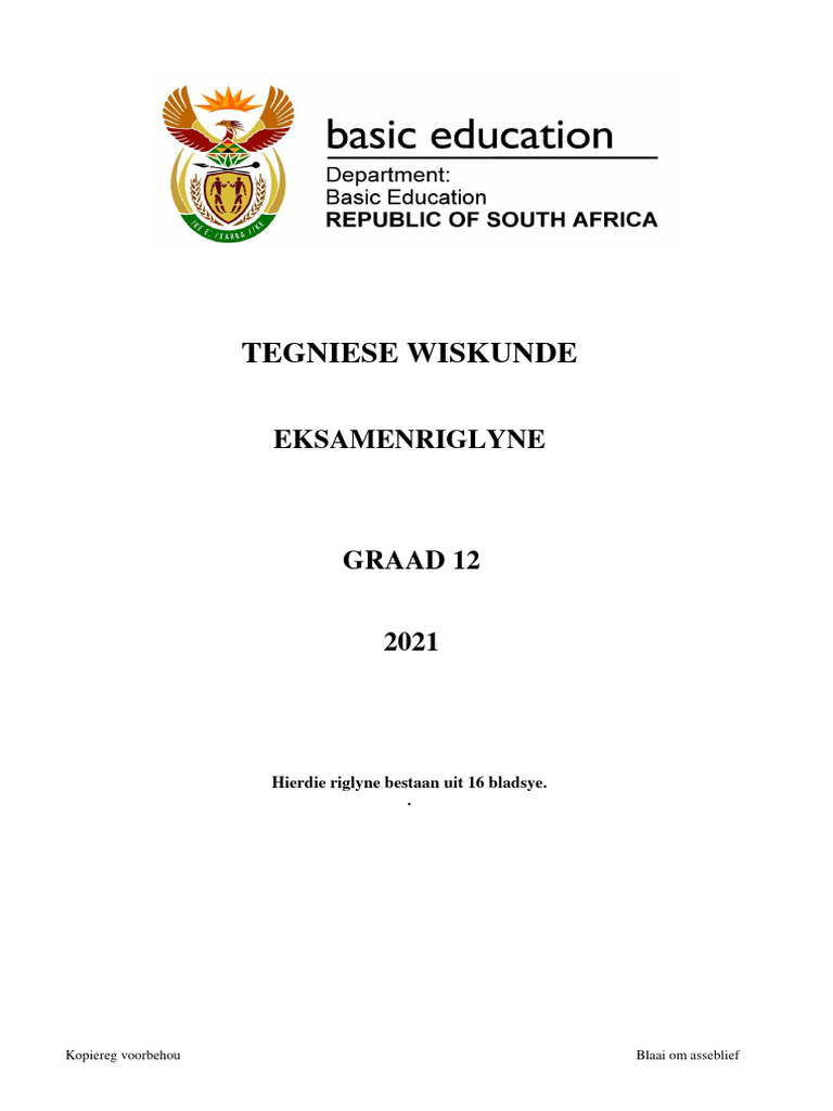 Technical Mathematics GR 12 Exam Guidelines 2021 Afr | PDF