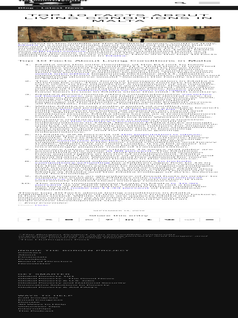 Top 10 Facts About Living Conditions in Malta - The Borgen Project | Download Free PDF | Malta ...