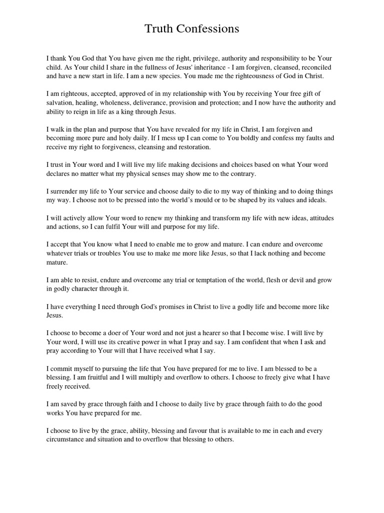 Truth Confessions 2016 | PDF | Jesus | Forgiveness