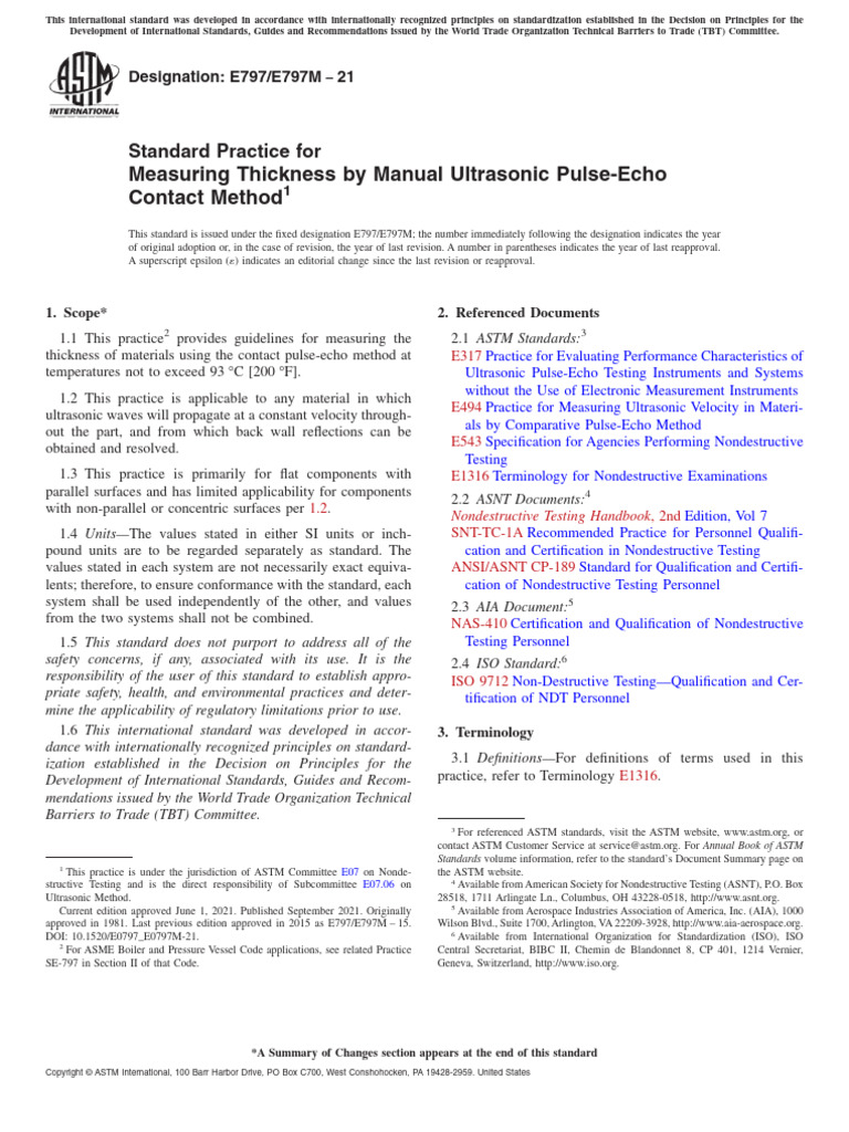 Astm E797 (2021) | PDF | Nondestructive Testing | Ultrasound