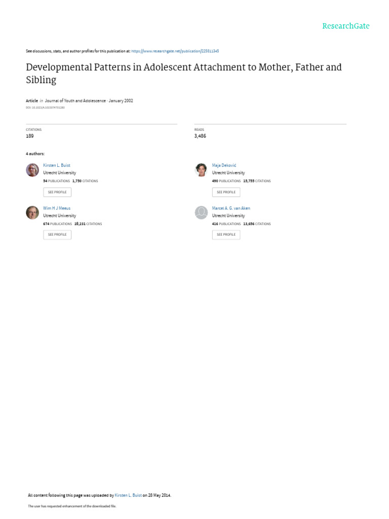 JS8 - Developmental Patterns in Adolescent Attachment To Mother, Father ...