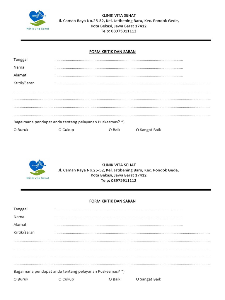 Form Kritik & Saran | PDF