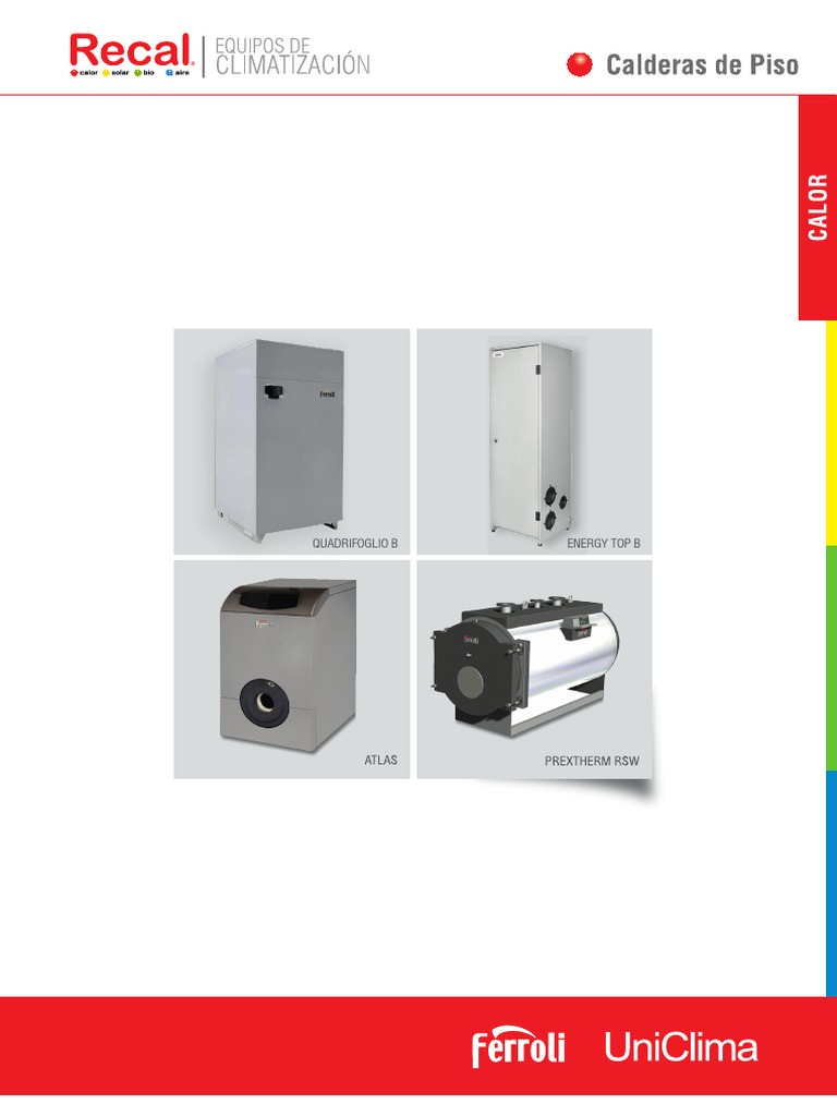 Sec. Calderas de Piso, Catálogo Recal | PDF | Chimenea | Condensación