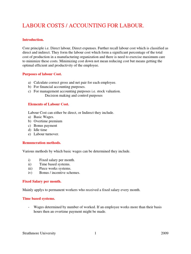 Labour Costs | PDF | Turnover (Employment) | Piece Work