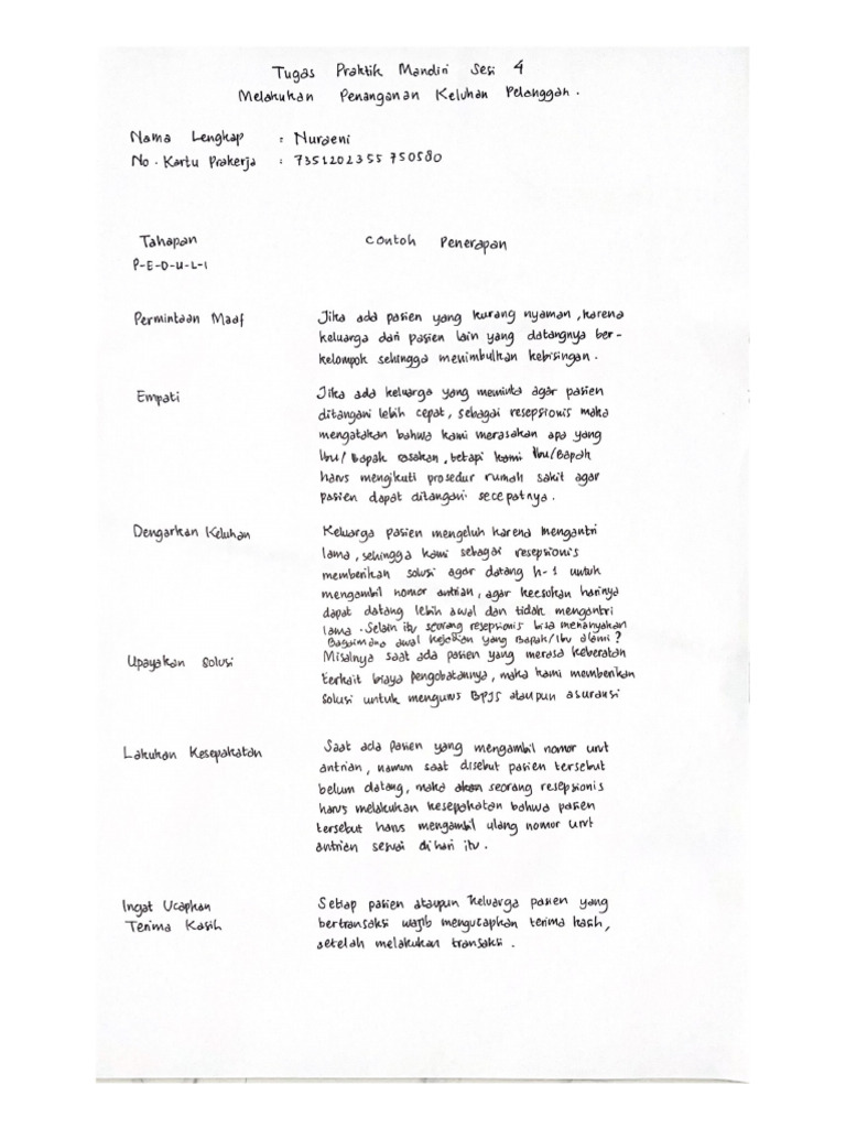 TPM 4 Melakukan Penanganan Keluhan Pelanggan (Nuraeni) | PDF