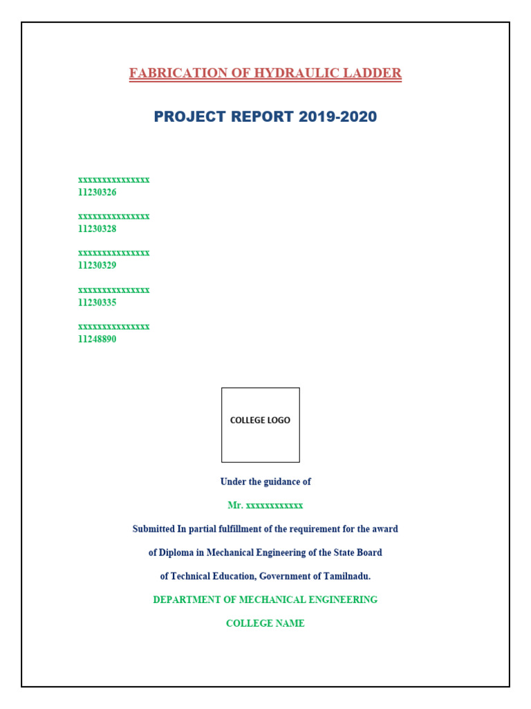FABRICATION OF HYDRAULIC LADDER. (REPORT) | PDF | Ladder ...