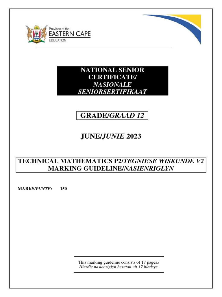 TECH MATHS P2 MEMO JUNE 2023 - Afrikaans+English | PDF | Trigonometric ...