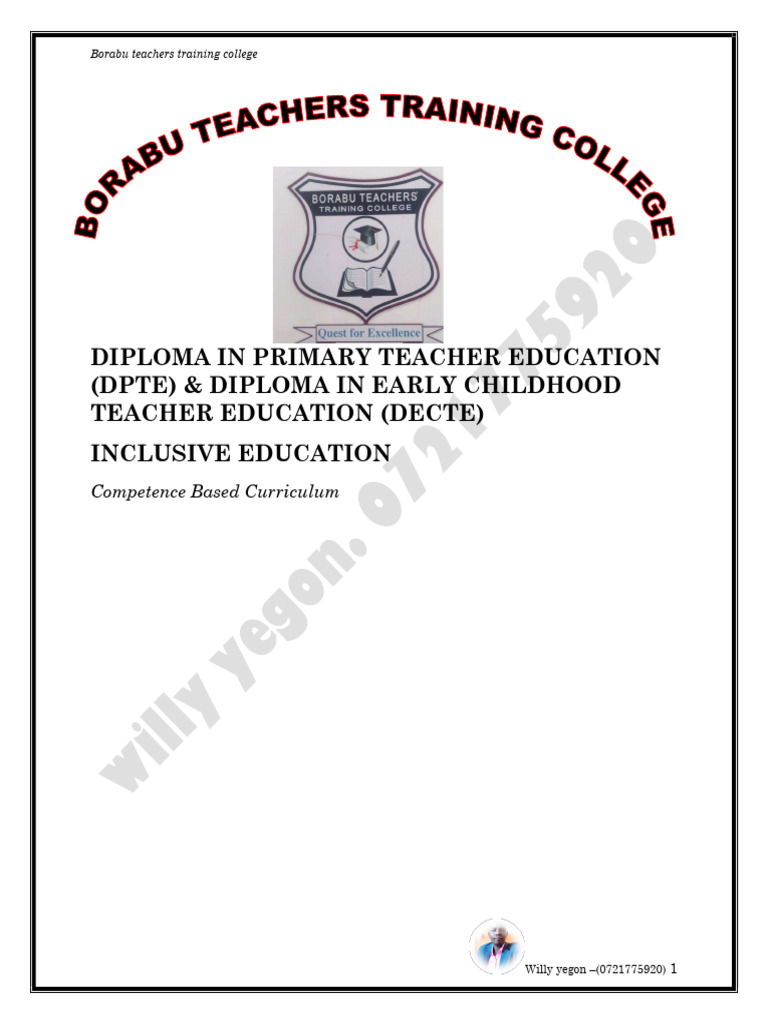 Borabu TTC - Inclusive | PDF | Inclusion (Education) | Disability