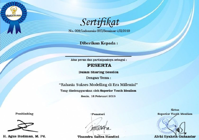 Sertifikat Youth Pdf