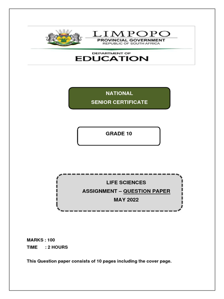 Grade 10 Life Sciences Term 2 Assignment | PDF | Mitosis | Plant Stem
