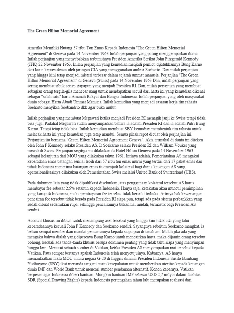 The Green Hilton Memorial Agreement | PDF