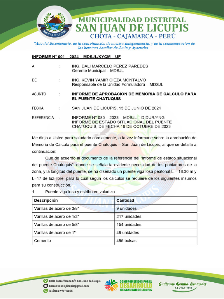 Inf. 001 UF MD SJ Li. | PDF | Viajes | Hogar y jardín