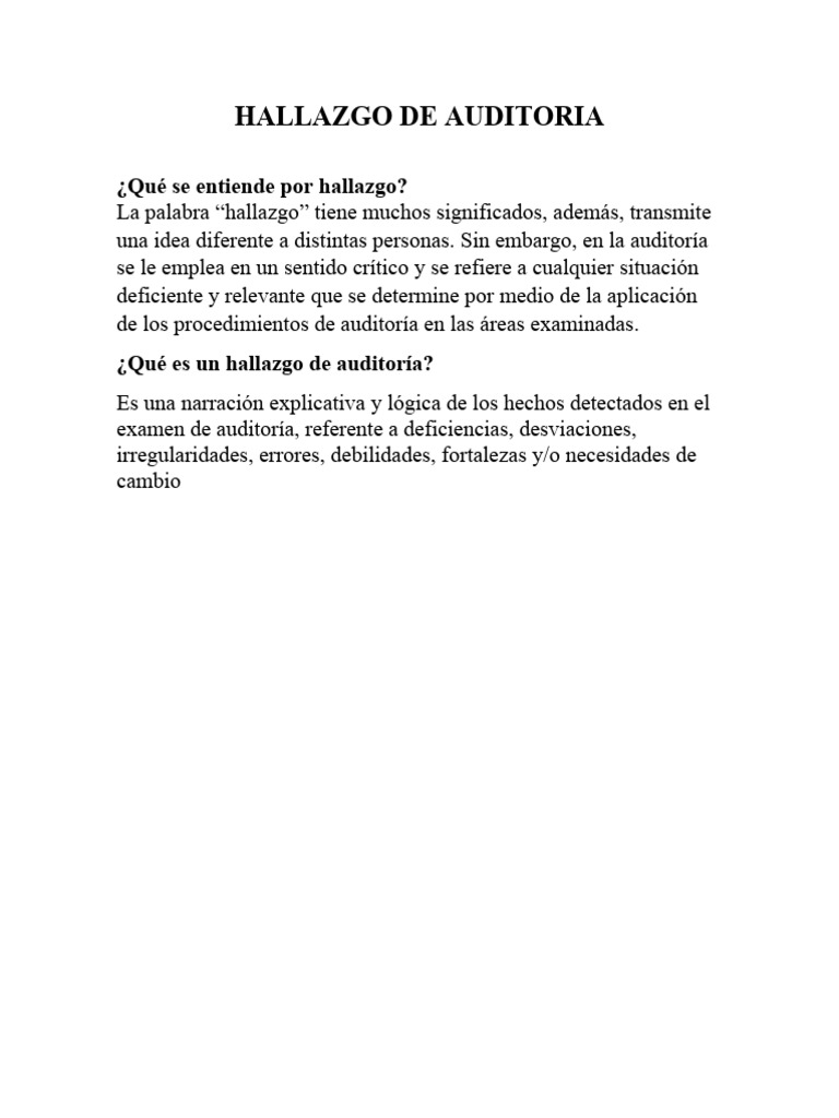 Hallazgo de Auditoria | PDF
