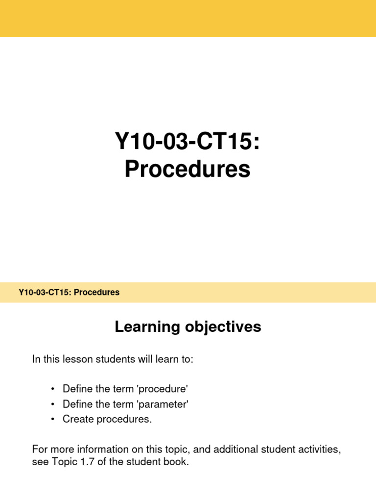 Y10_03_CT15_Slides | PDF | Parameter (Computer Programming) | Computer Programming