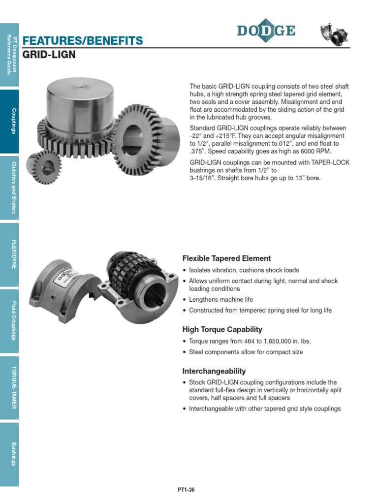 Tapered Grid Coupling Dodge | PDF | Machines | Manufactured Goods