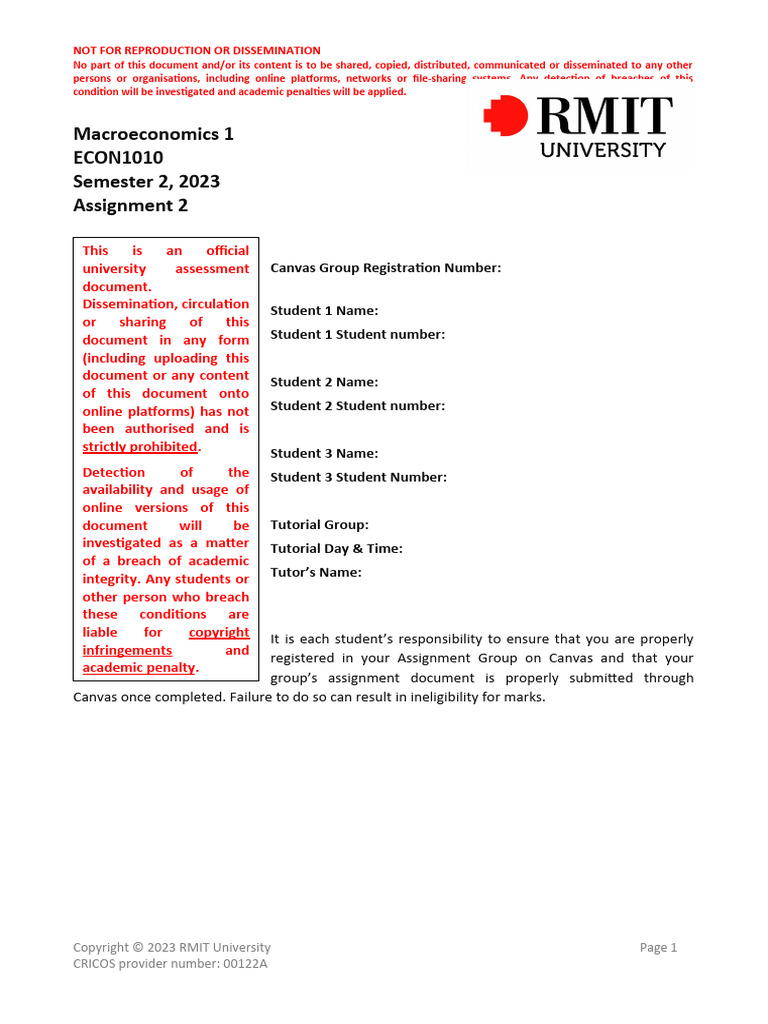 Macro Assignment 2 Template (2023 S2) | PDF | Cost Of Living | Plagiarism