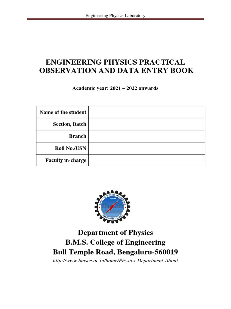 Physics Manual (2021-2022 Onwards) | PDF | Capacitor | Electrical Resistivity And Conductivity