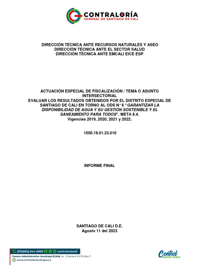 Informe_Final_AEF_Gestion__ODS_6_-_2023.Informe_Final_AEF_Gestion__ODS_6_-_2023 | PDF | Agua ...