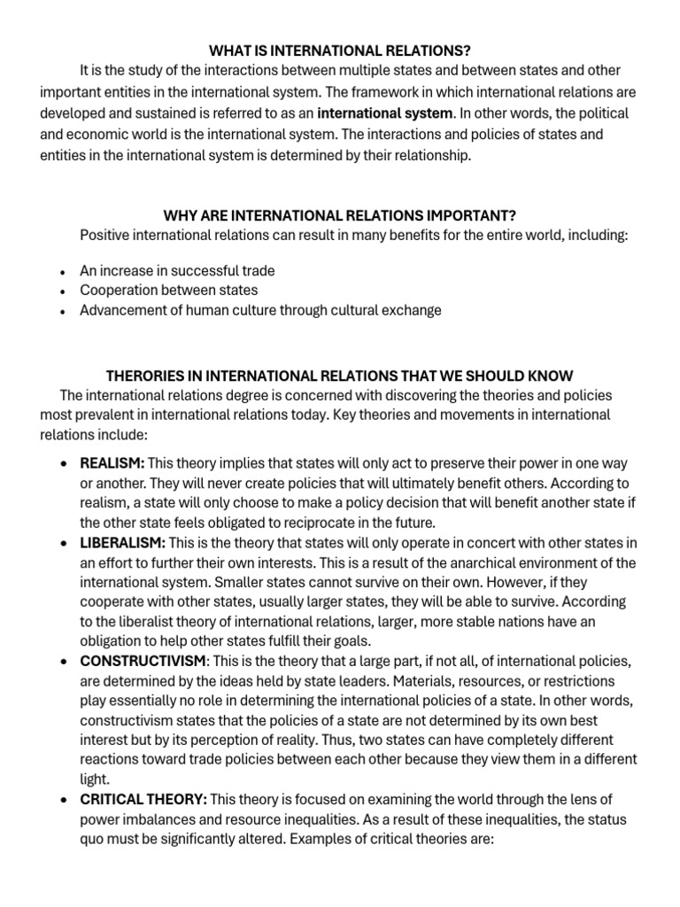 International Relations Lessons | PDF | International Relations ...