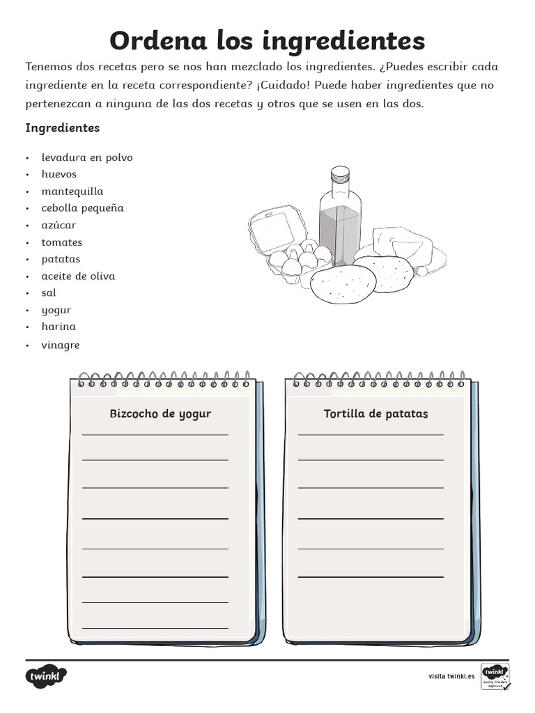 Ingredientes para Bizcocho y Tortilla | PDF | Cocina, comidas y vino
